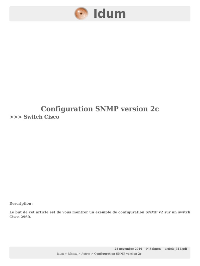 Configuration SNMP Version 2c | PDF | Serveur (Informatique ...