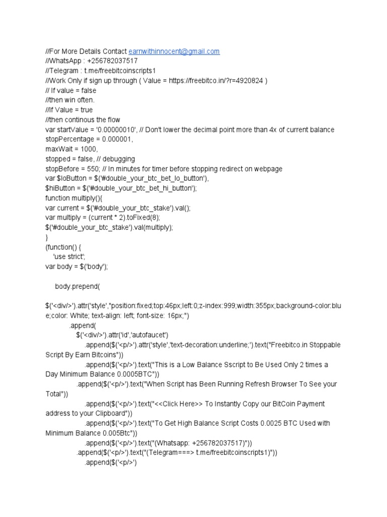 Free Bitcoin Low Balance Script PDF | PDF | Bitcoin | Computing
