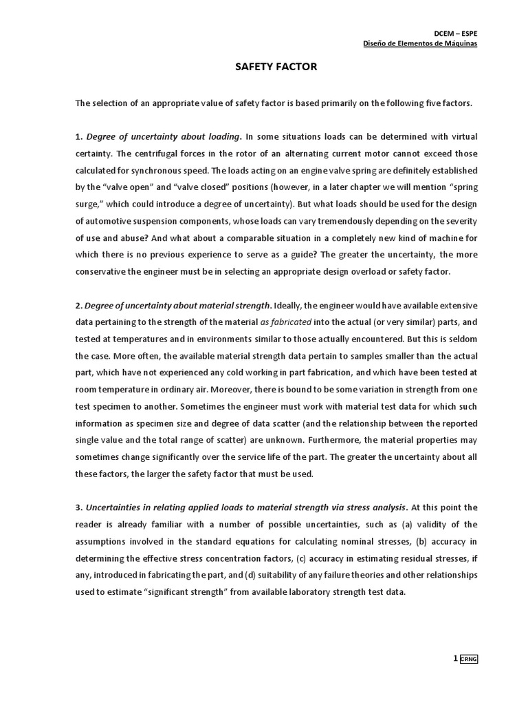 SAFETY_FACTOR | PDF | Strength Of Materials | Stress (Mechanics)