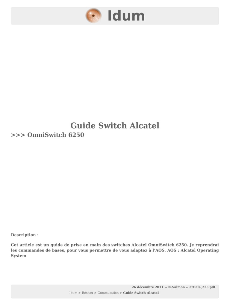 Guide de gestion des switches Alcatel 6250 | PDF | Système de noms de ...