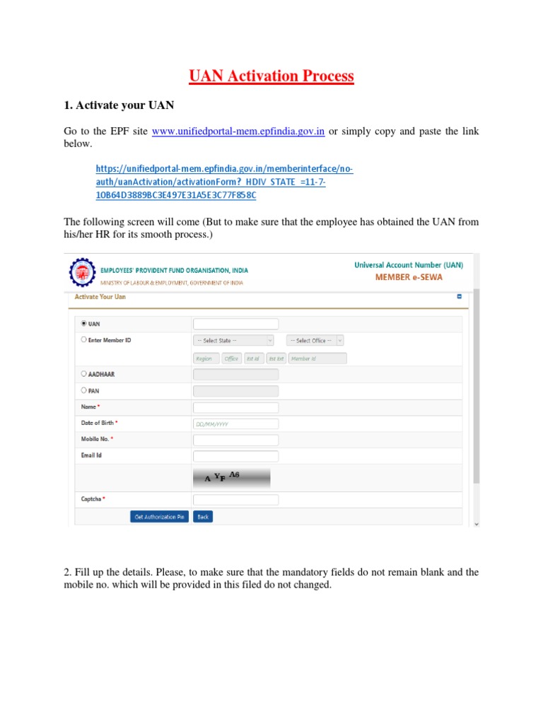 UAN Activation Process | PDF
