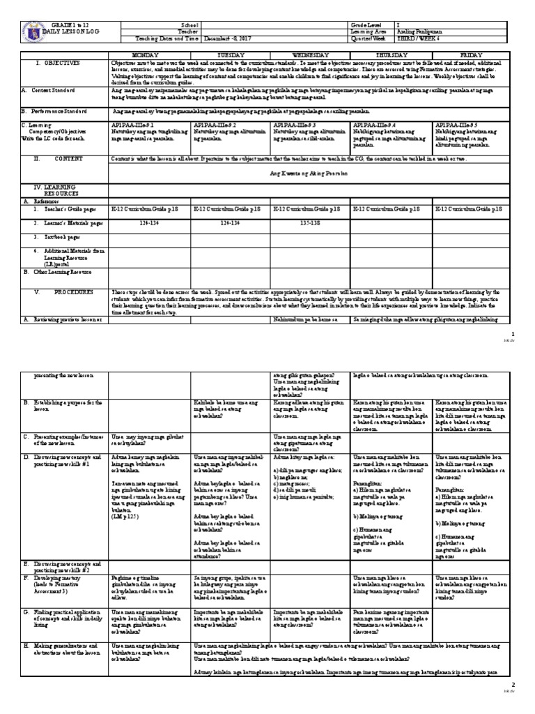 DLL Ap Q3 Week 6 | PDF | Curriculum | Teaching