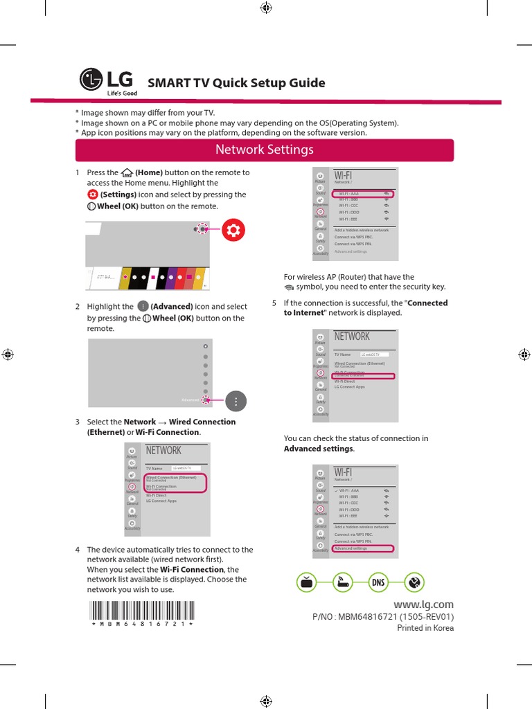 Quick Setup Guide for Smart TV Network Settings | PDF | Wi Fi | Smartphone