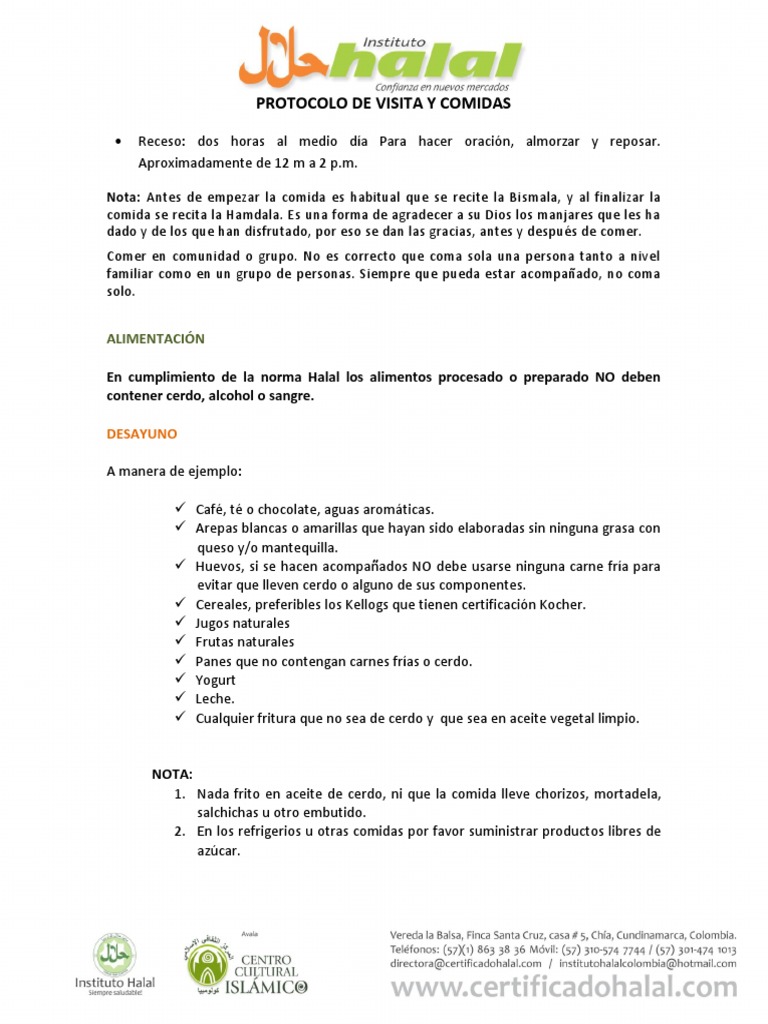 Protocolo de Comidas Halal | PDF | Alimentos | Comida y bebida