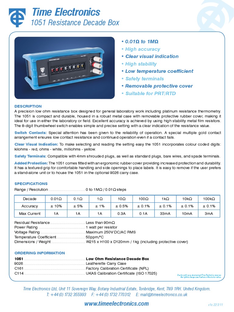 1051 Datasheet PDF | PDF | Resistor | Electrical Resistance And Conductance
