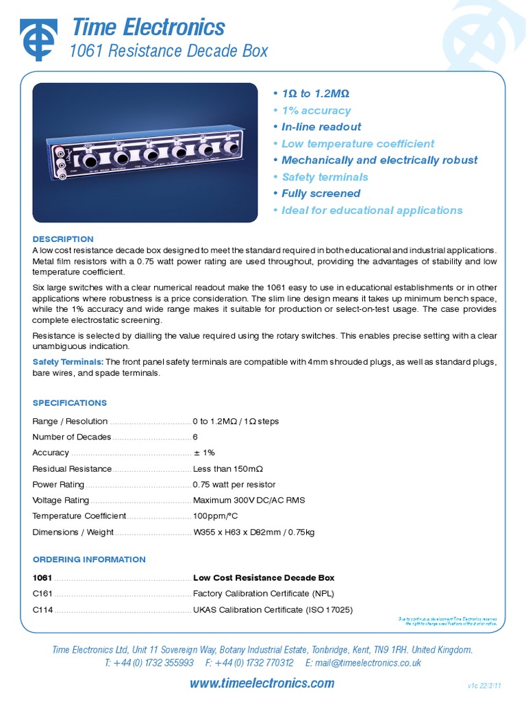 1061 Datasheet PDF | PDF | Resistor | Electrical Resistance And Conductance