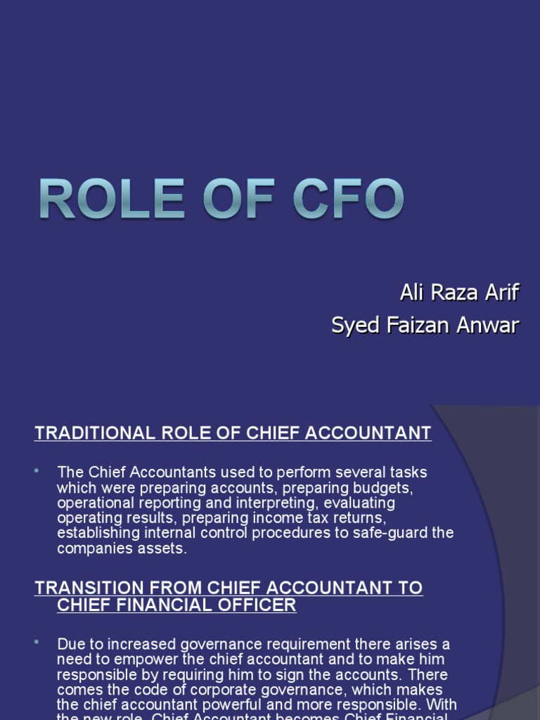 Role of Cfo | PDF | Accounting | Chief Financial Officer