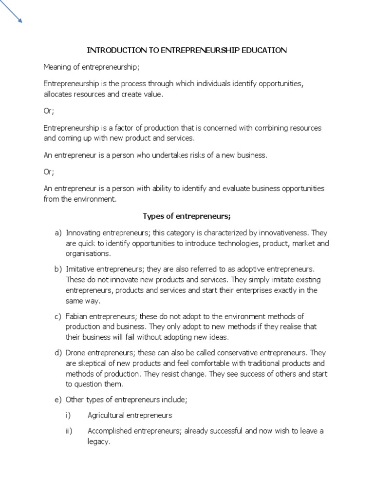 Entrepreneurship Notes S.5 | Download Free PDF | Entrepreneurship ...