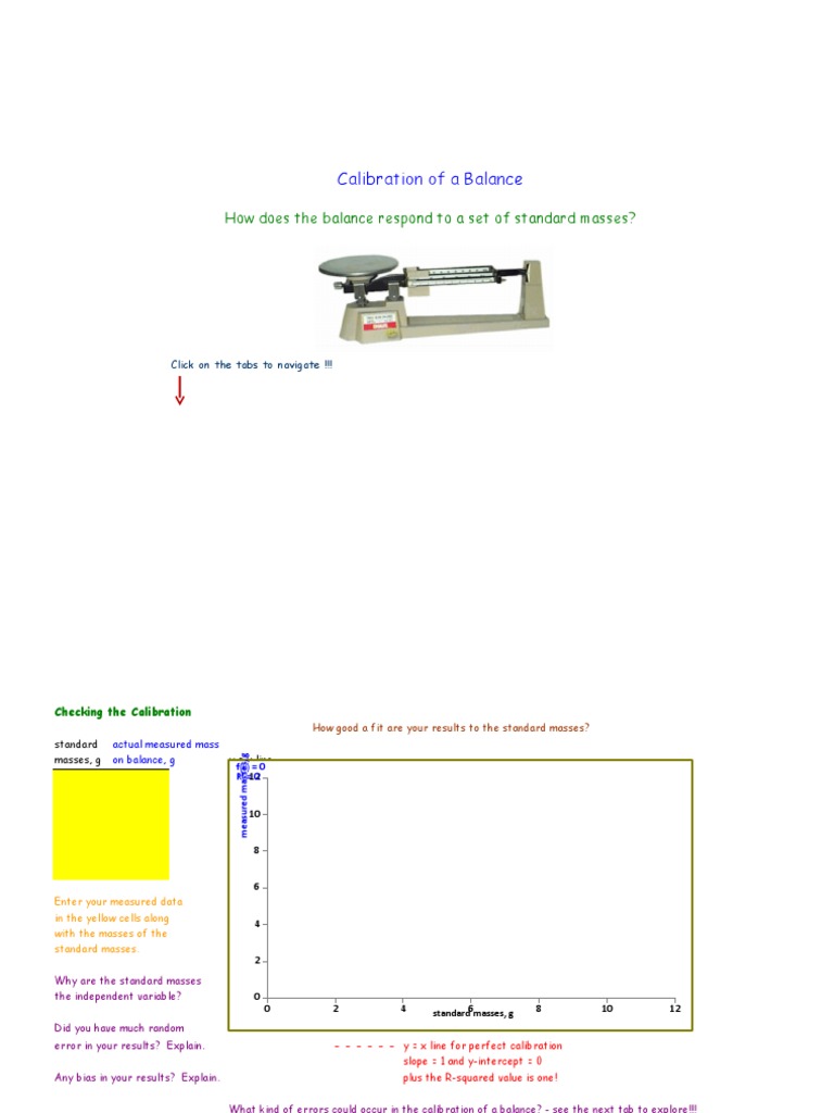 How Does The Balance Respond To A Set of Standard Masses? | PDF | Mass ...