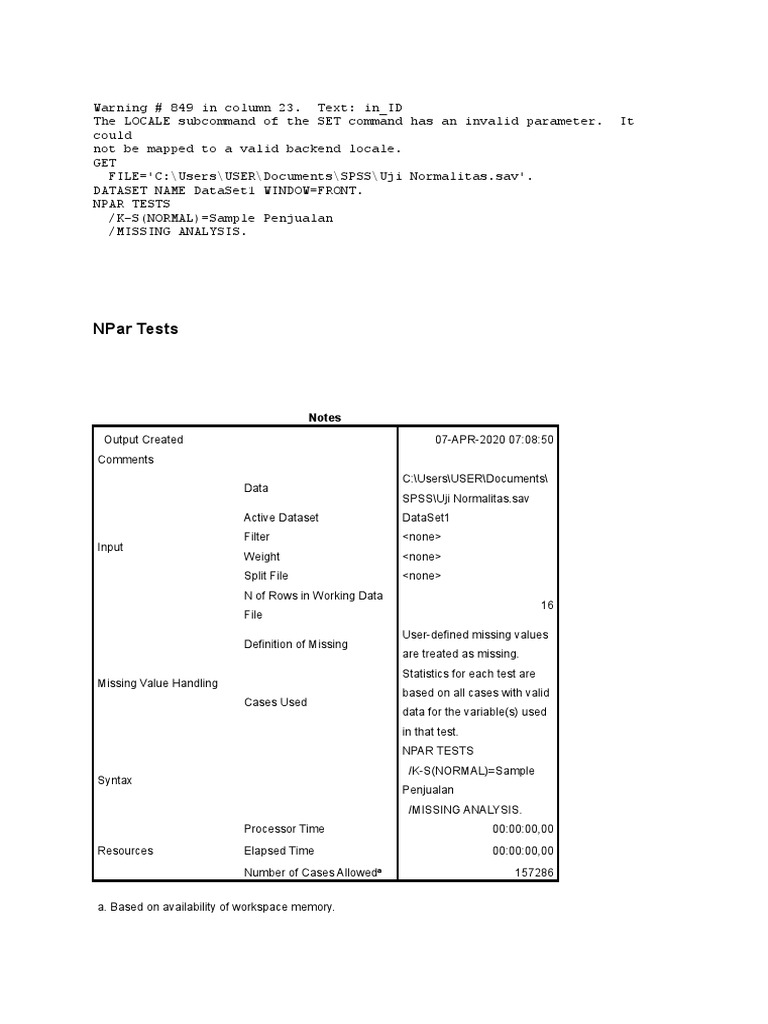 Uji Normalitas | PDF | Spss | Computer Programming