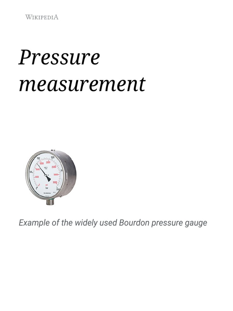 Pressure Measurement - Wikipedia | PDF | Pressure Measurement | Pressure