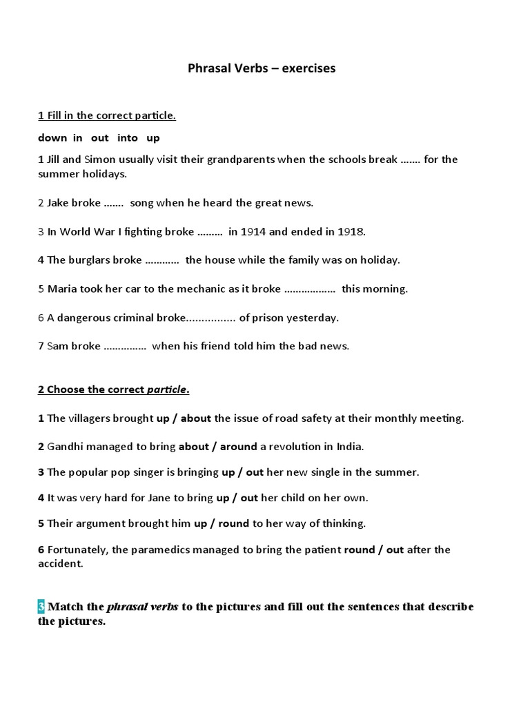 Phrasal Verbs - Exercises | PDF