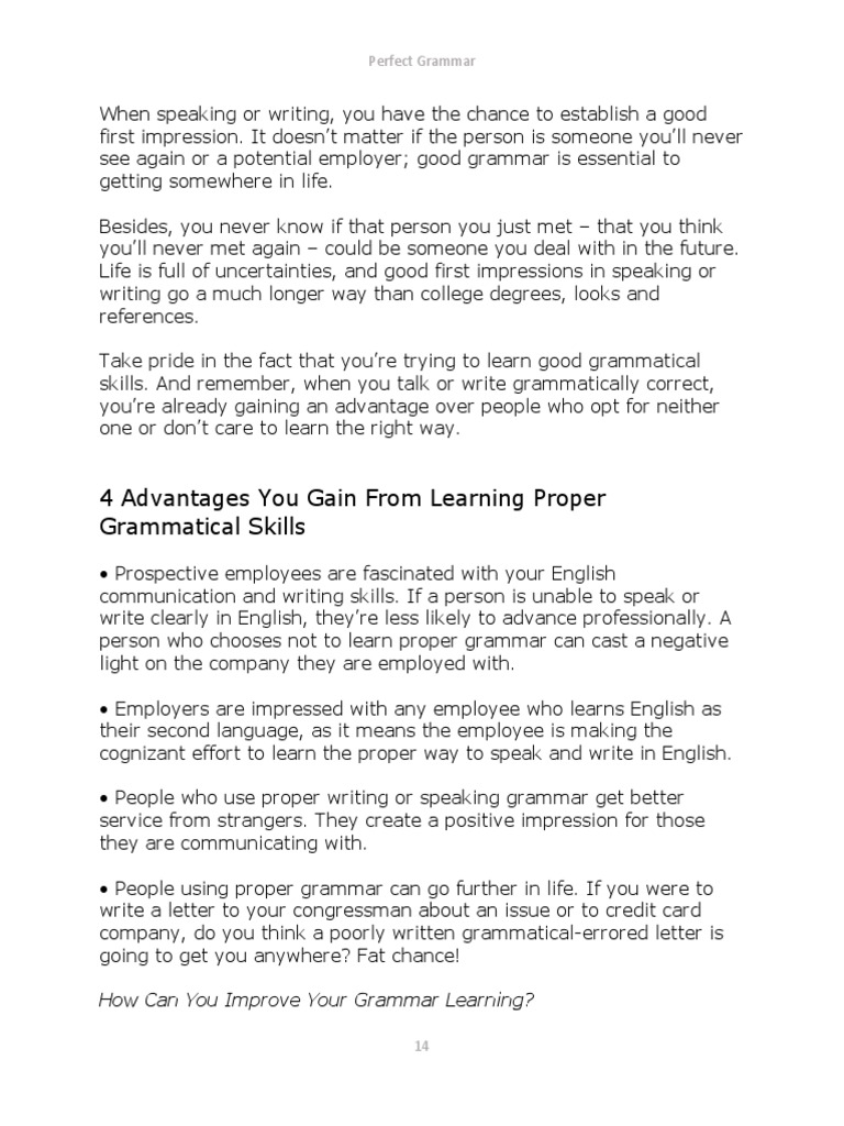 4 Advantages You Gain From Learning Proper Grammatical Skills | PDF