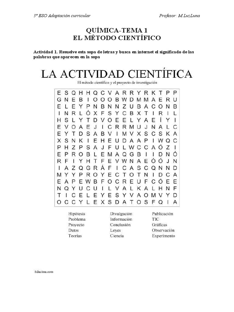 Método Científico en 3º ESO | PDF