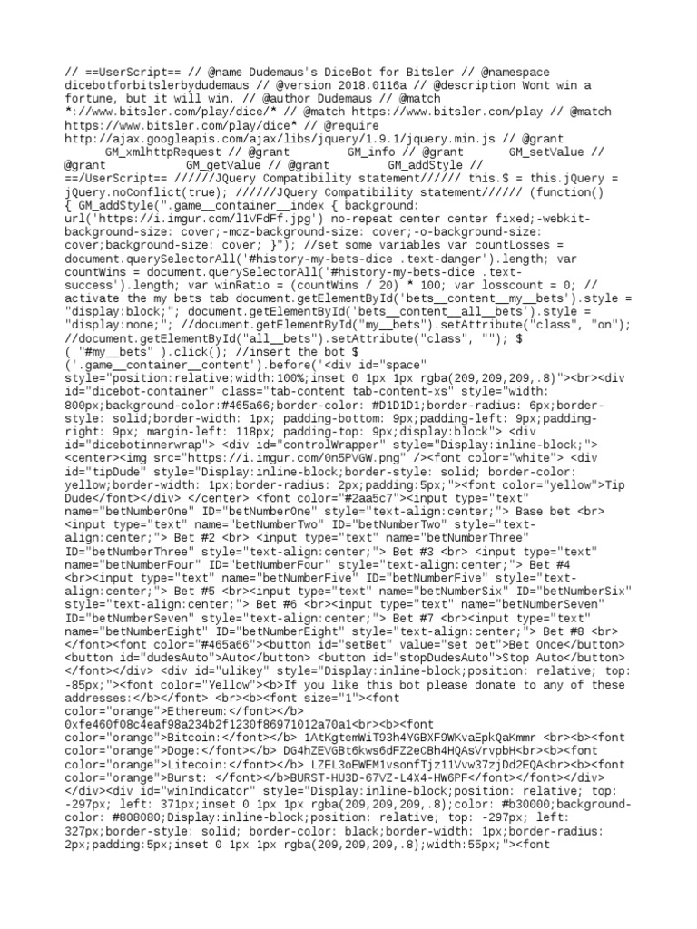 Bitsler Dicebot | PDF | Software Development | Software Engineering
