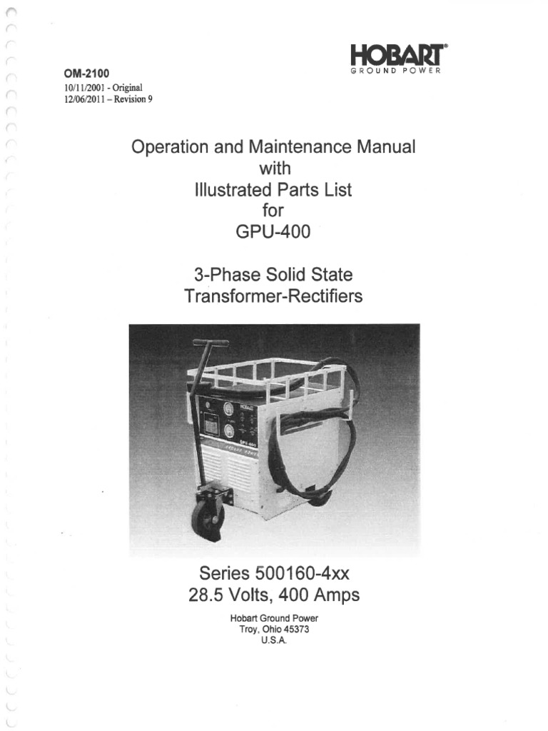 Hobart Series 500160-4XX Power Supply Manual PDF | PDF