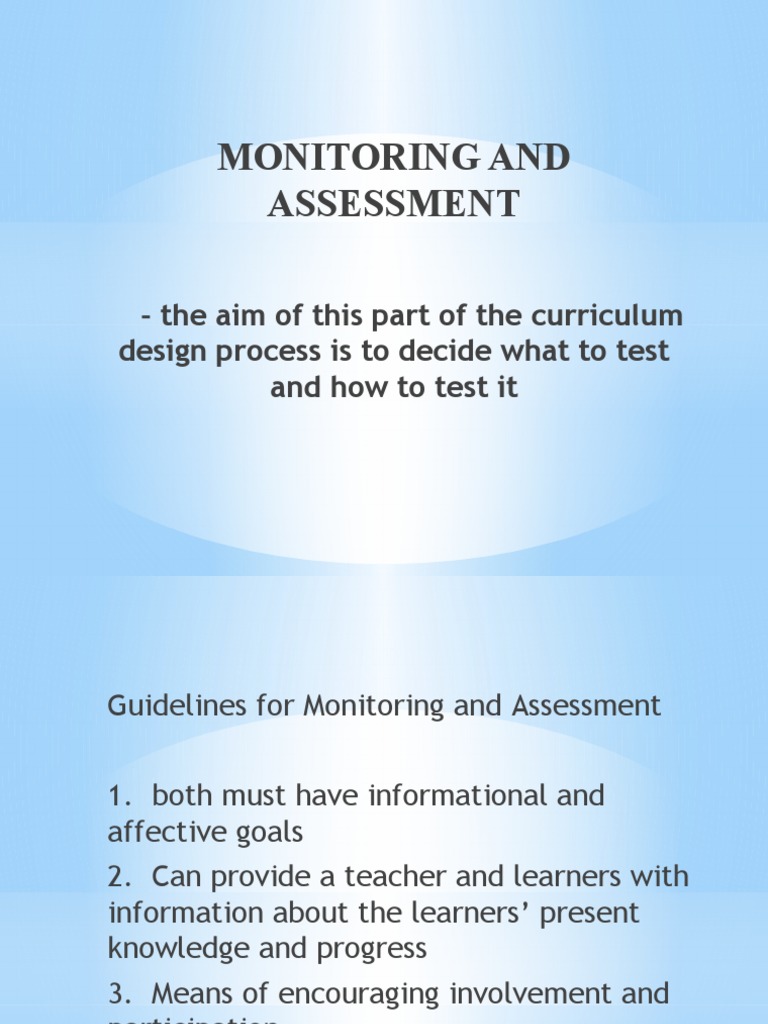 Monitoring and Assessment | PDF | Educational Assessment | Curriculum