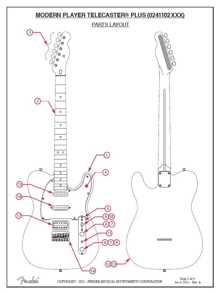 Modern Player Telecaster® Plus (0241102Xxx) : Parts Layout | PDF ...