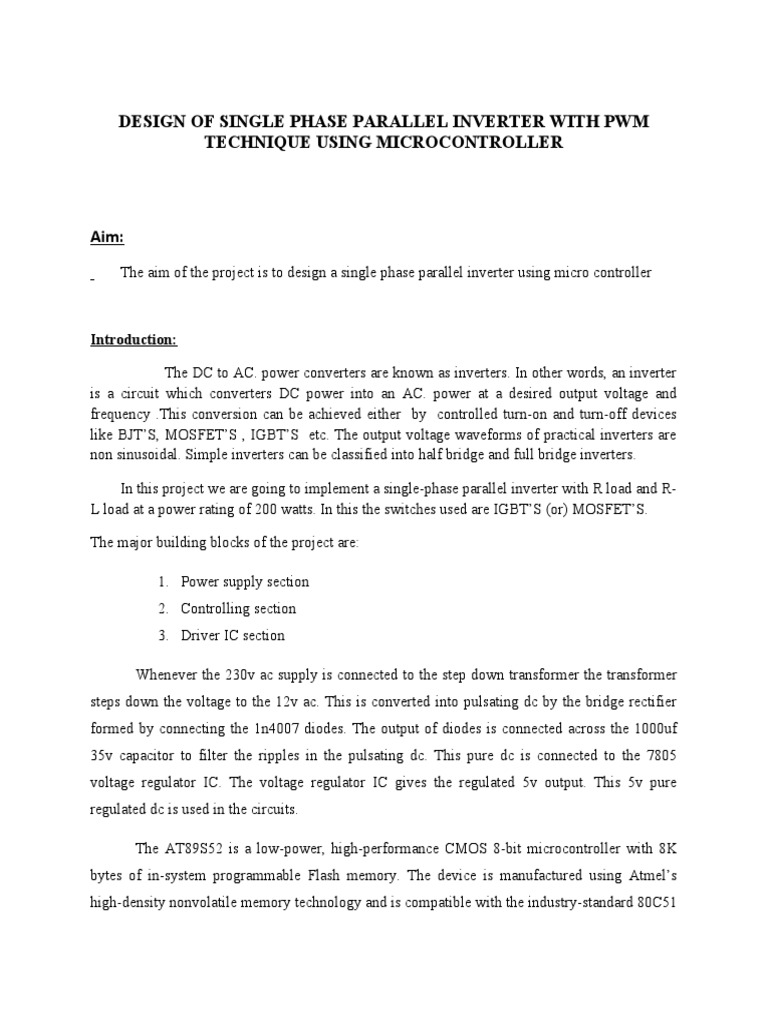 Single Phase Inverter Design with PWM | PDF | Power Inverter ...