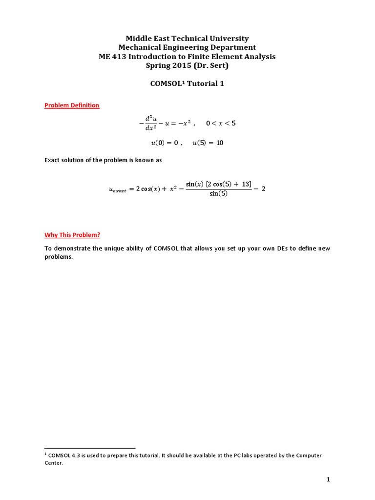 COMSOL Tutorial 1 | PDF | Partial Differential Equation | Button ...