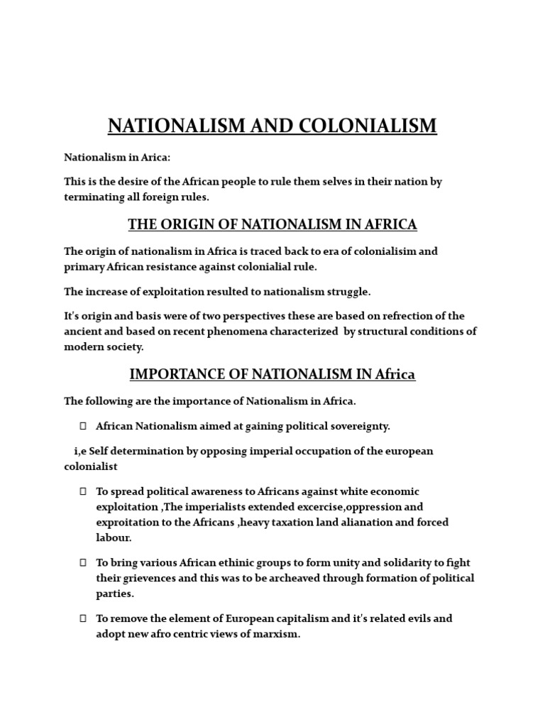 Nationalism In Africa