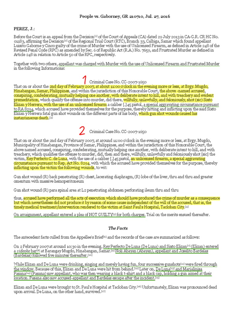SPL Assigned Cases Full Text | PDF | Standing (Law) | Murder