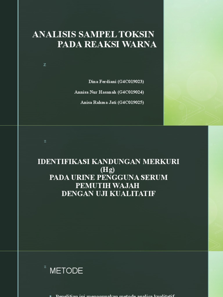 Identifikasi Merkuri dalam Urine Pengguna | PDF