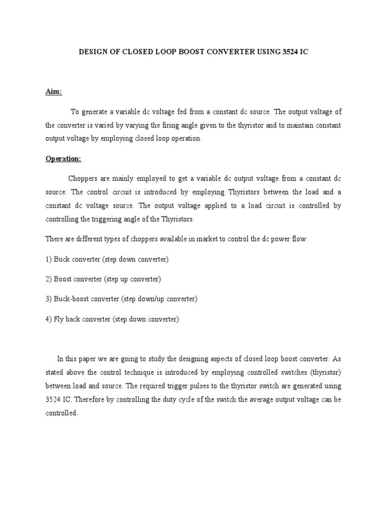 Closed Loop Boost Converter Design | PDF | Electrical Circuits ...