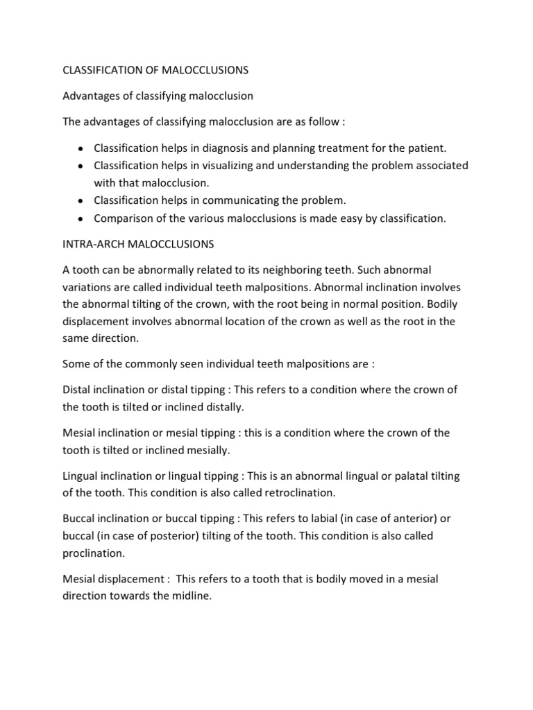 Angle Classification of Ortho | PDF