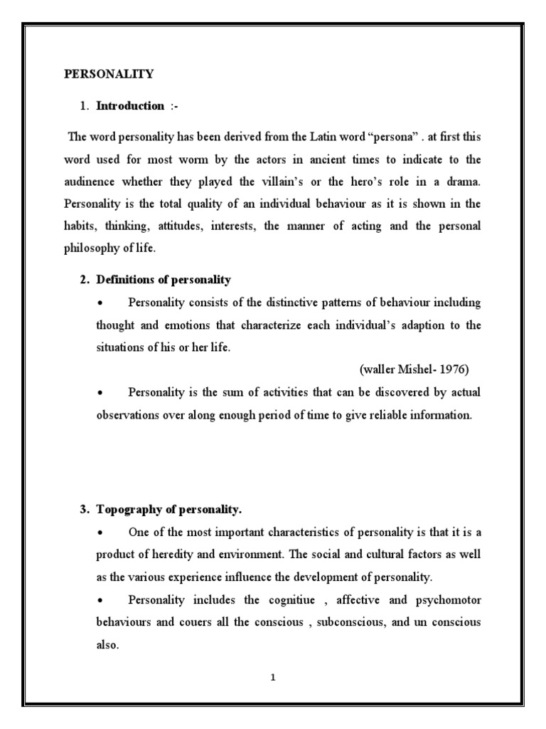 Personality 1 Download Free Pdf Id Self Actualization