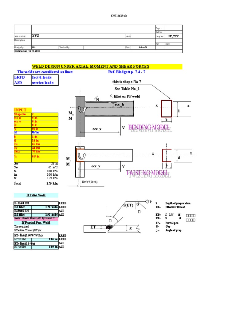 Weld Design Under Axial, Moment and Shear Forces | PDF | Mechanical ...
