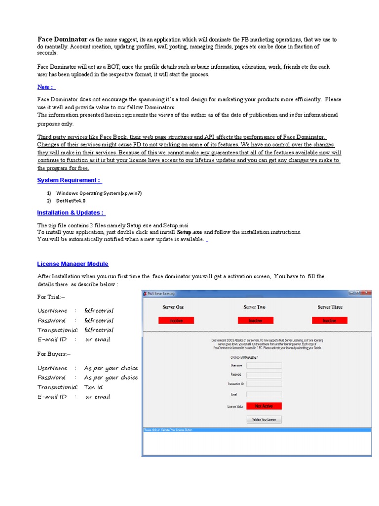 Facedominator Manual Updated | PDF | Proxy Server | Facebook