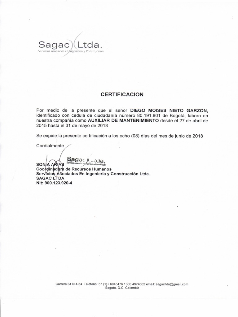 Certificacion Sagac | PDF
