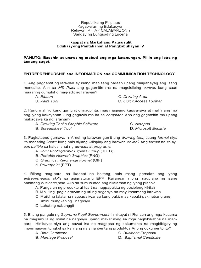 EPP 4 4th Grading Final | PDF