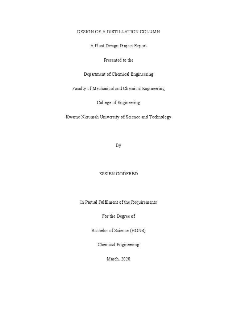 1-DESIGN OF A DISTILLATION COLUMN (AutoRecovered) | PDF | Distillation ...