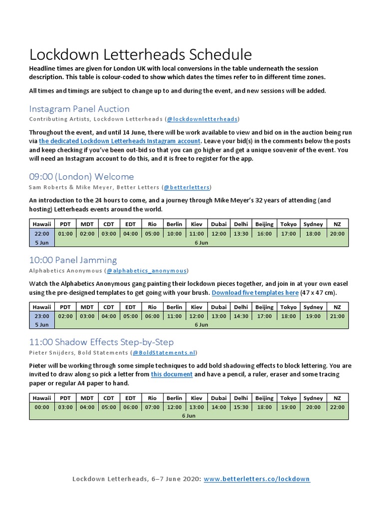 Lockdown Letterheads Schedule: Instagram Panel Auction | PDF ...