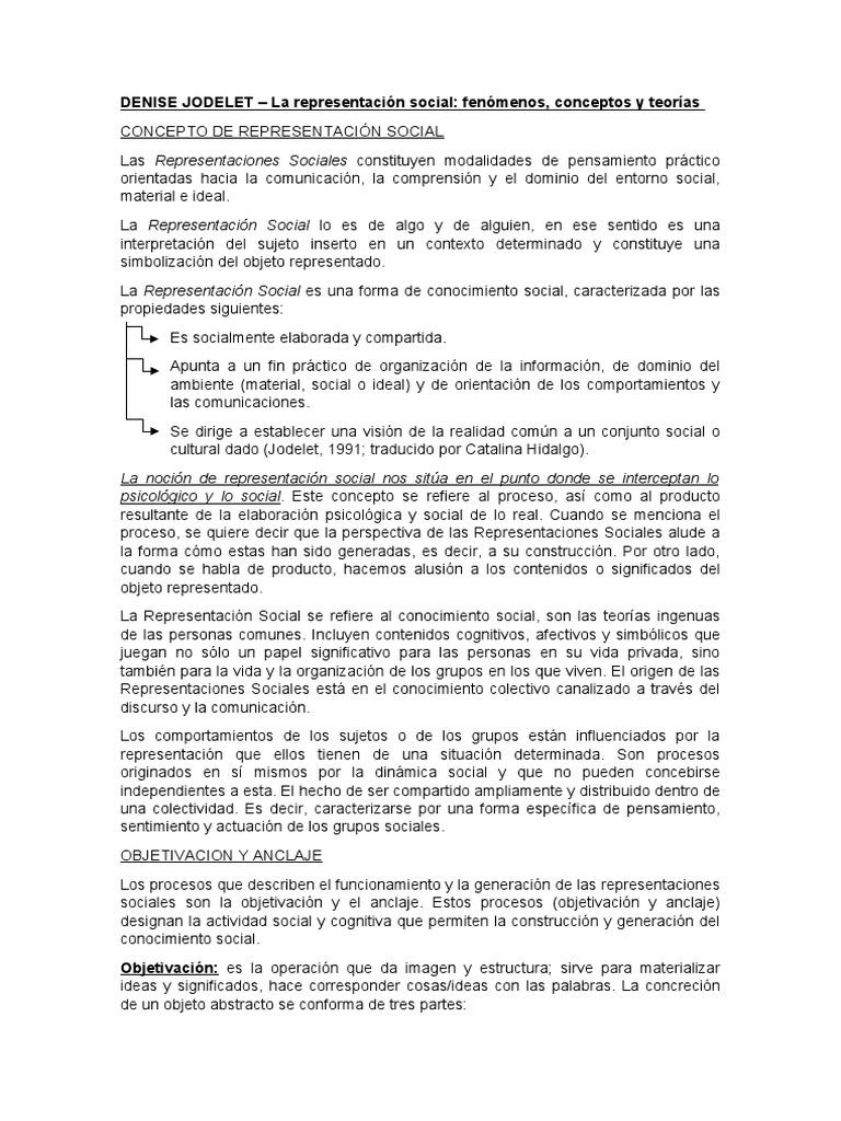 Denise Jodelet - La Representacion Social | PDF | Conocimiento | Teoría