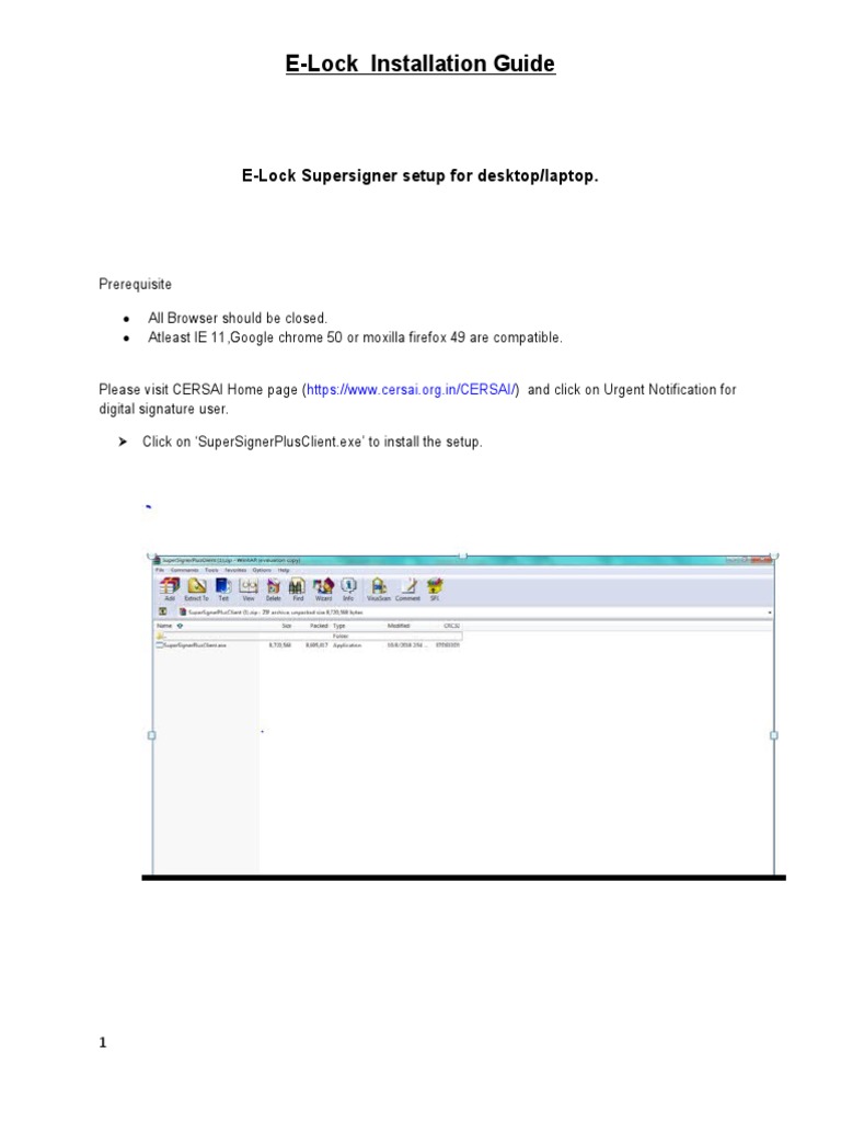 E-Lock SuperSigner Plus Installation Guide | PDF | Software | Cyberspace