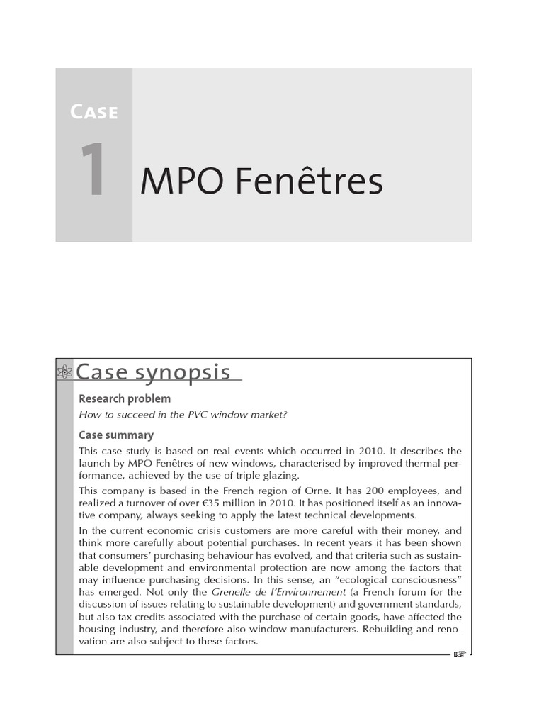 MPO Fenêtres: Case Synopsis | PDF | Polyvinyl Chloride | Sales