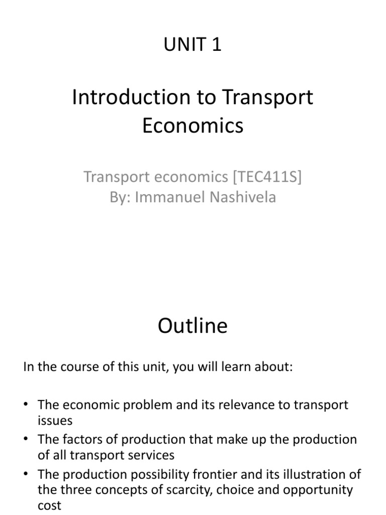 Introduction To Transport Economics: Unit 1 | Download Free PDF ...