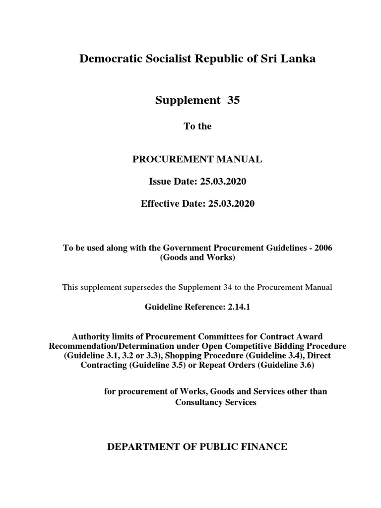 Procurement Guidelines | PDF | Procurement | Justice