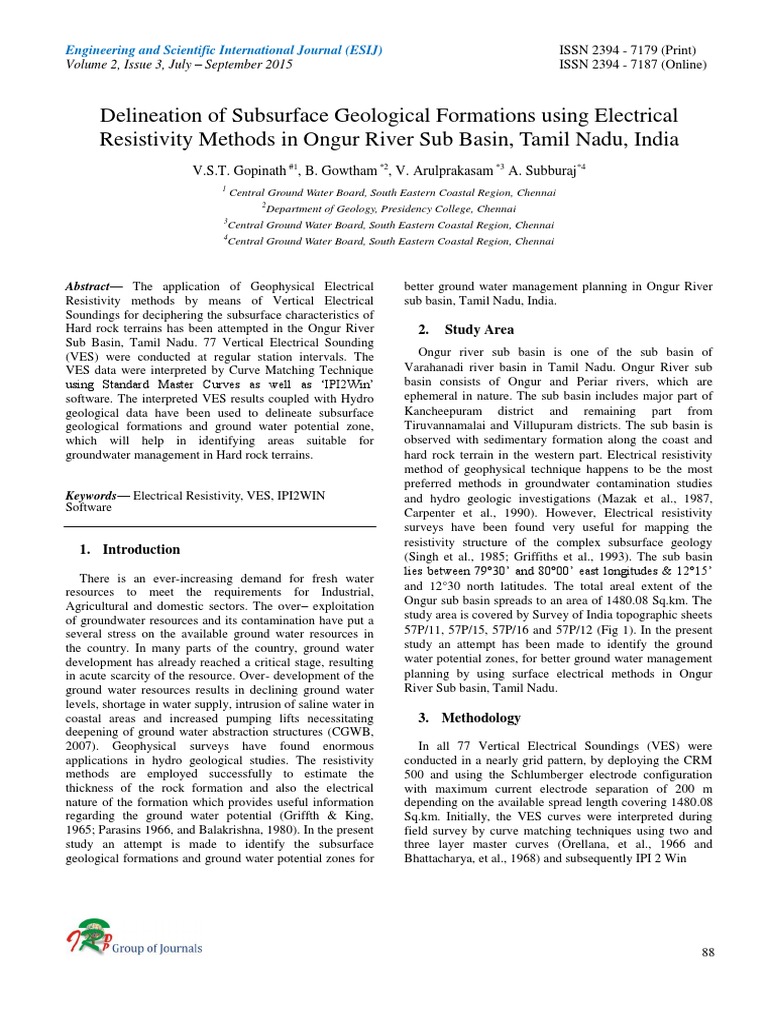 Delineation of Subsurface Geological Formations Using Electrical ...