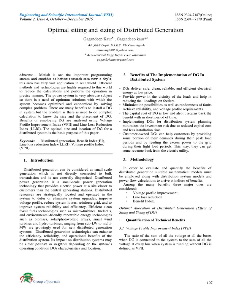 Optimal Sitting and Sizing of Distributed Generation | PDF | Distributed Generation ...