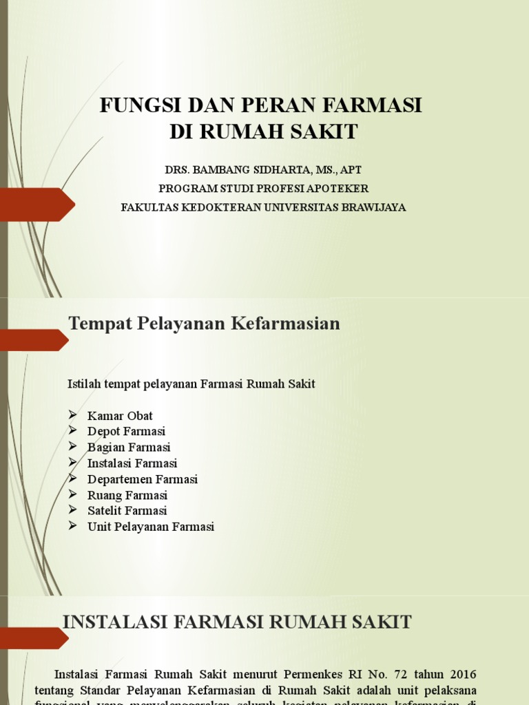 Fungsi Dan Peran Farmasi Di Rumah Sakit Pdf