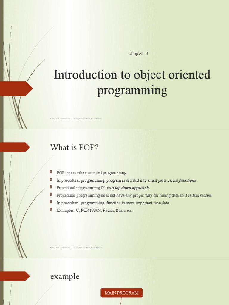 Introduction To Object Oriented Programming: Chapter - 1 | PDF | Object ...
