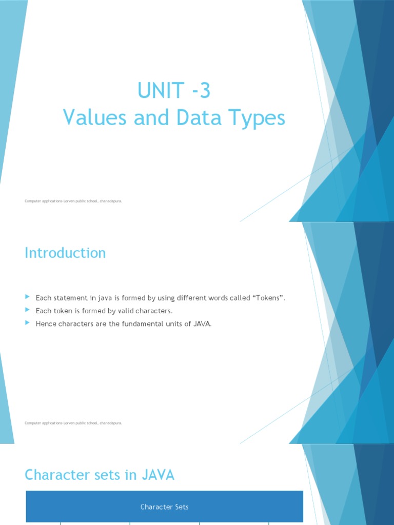 Unit - 3 Values and Data Types: Computer Applications-Lorven Public School, Chanadapura | PDF ...
