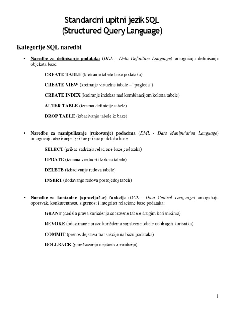 14 Upiti - I Deo - Select | PDF