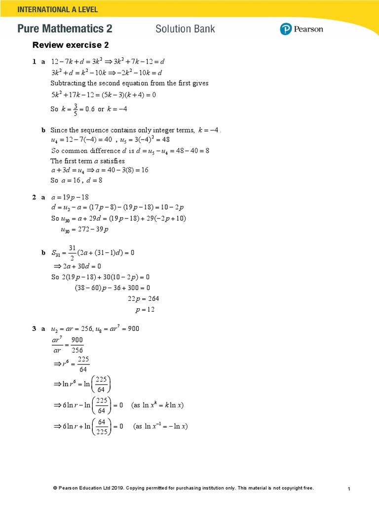 Edexcel IAL P2 Review Exercise 2 | PDF | Teaching Mathematics ...