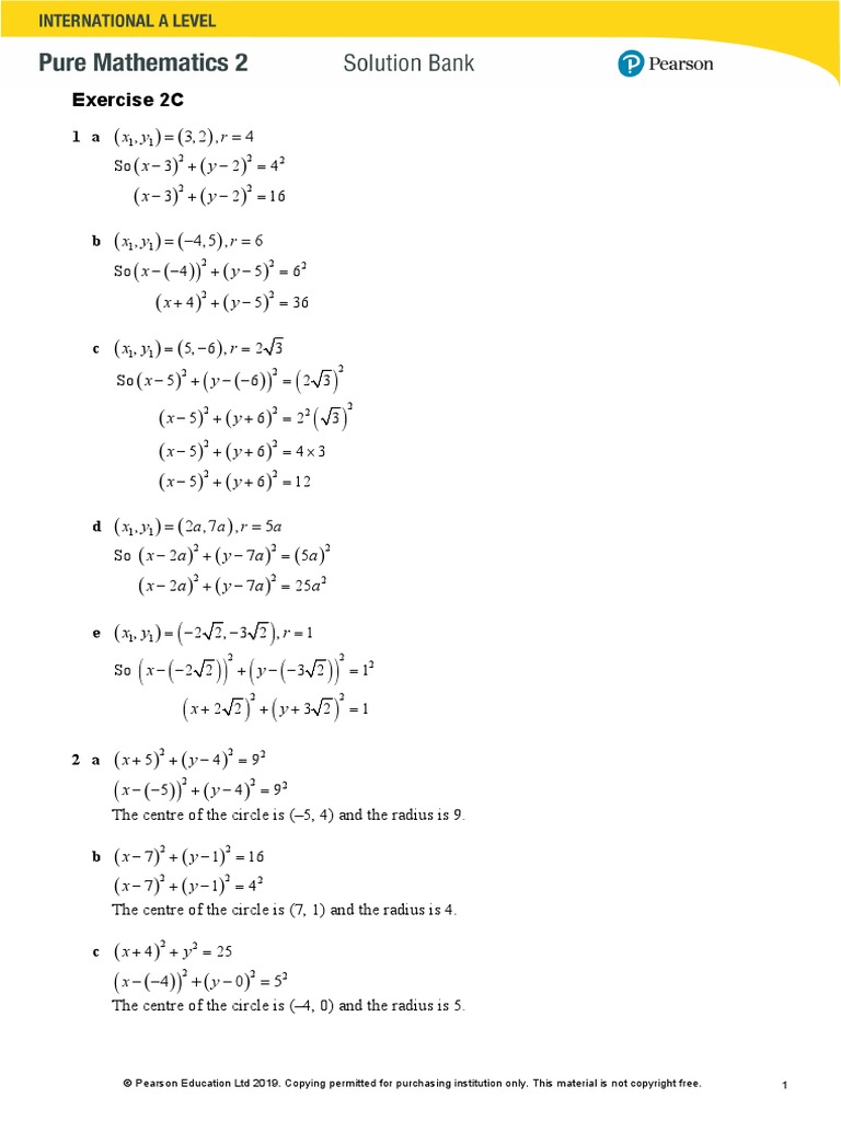 Edexcel IAL P2 Exercise 2C (Solution) | PDF | Elementary Mathematics ...