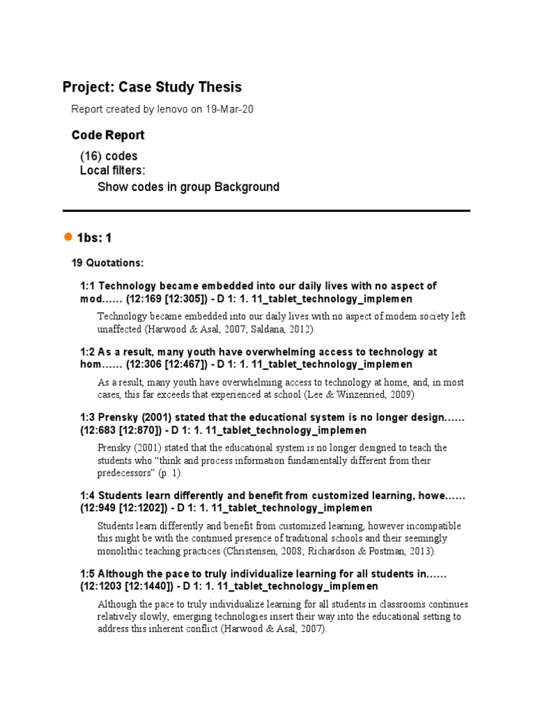 Project: Case Study Thesis: Code Report | PDF | Teachers | Curriculum